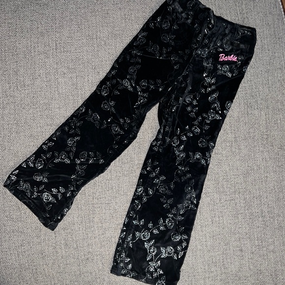 Barbie | Bottoms | Barbie Black Velvet Pants With Silver Floral Accent ...